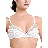 Wingslove Women's Sexy Lace Bra Demi Sheer Mesh Balconette See Through Bralette Unlined ...