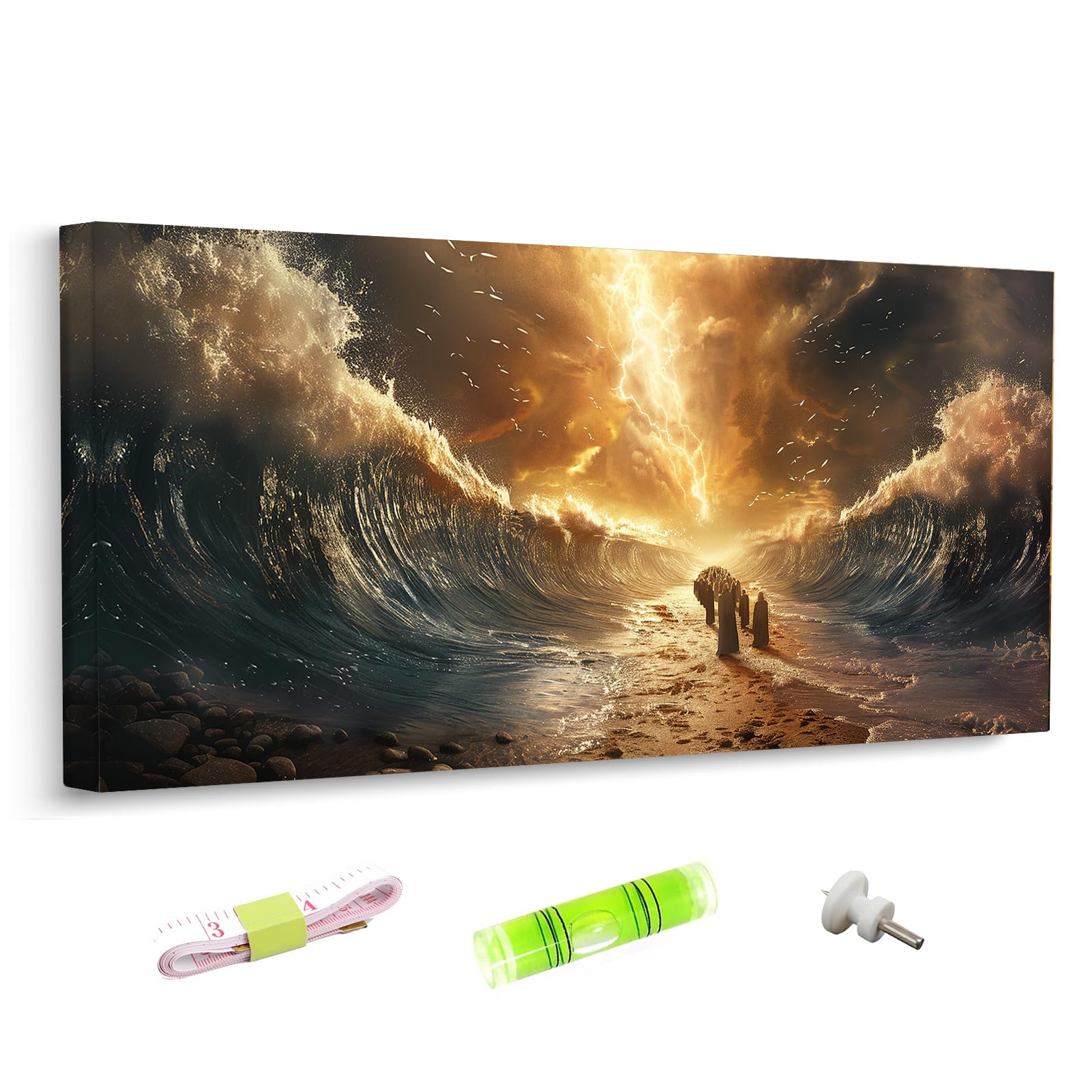 Modern Christian Canvas Wall Art – Bible Story of Moses Parting the Red ...