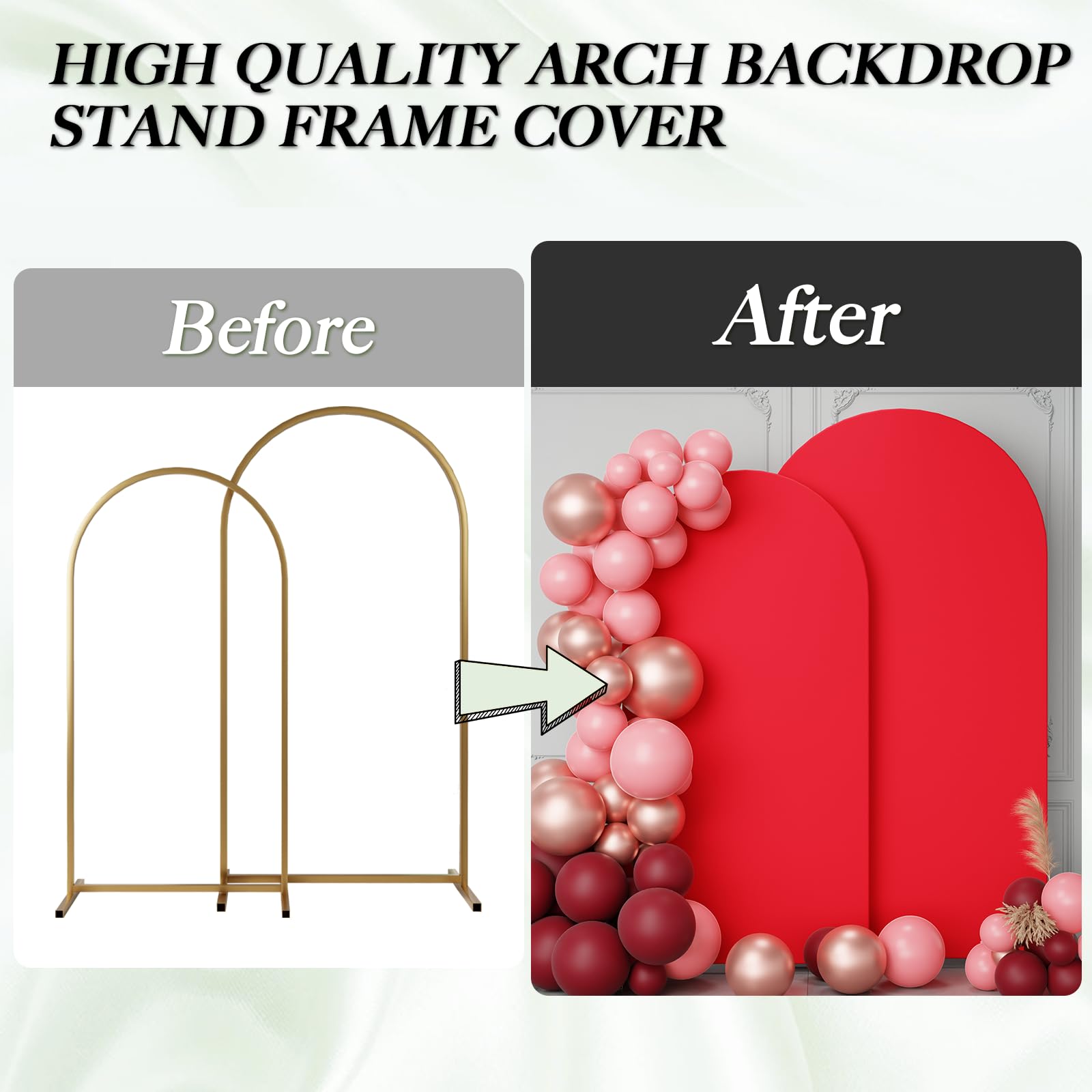 CIPAZEE Red Arch Backdrop Cover - 2PCS Double-Sided Red Wedding Arch ...