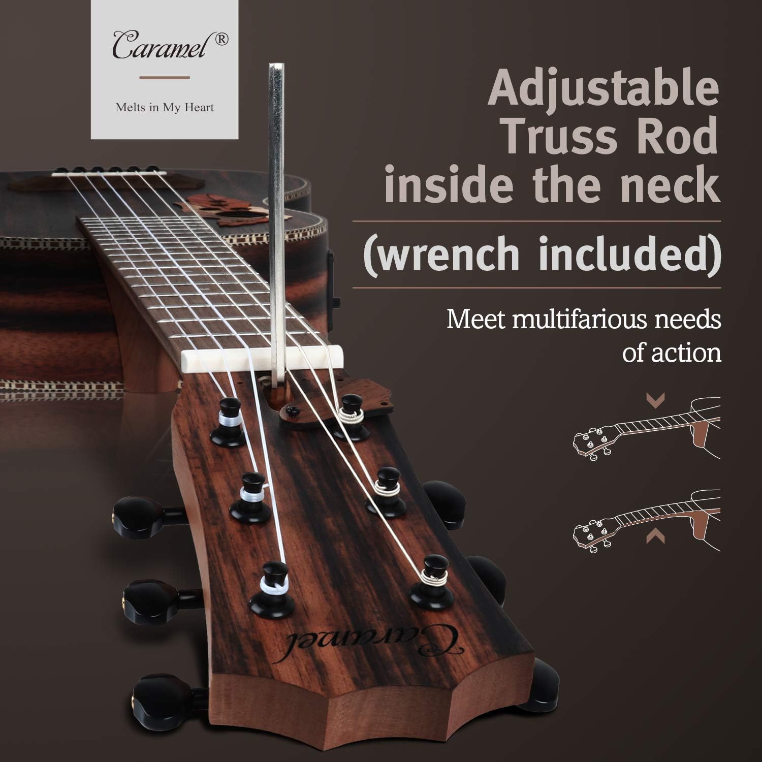 30 inch Caramel CB904G Ebony Wood Electric Guitalele Small Guitar Kit ...