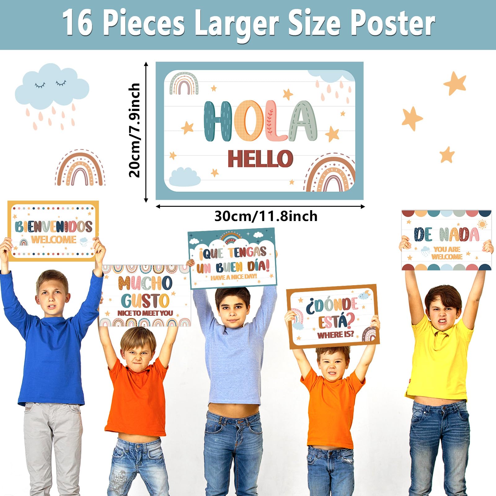 Mua gisgfim 16 Pcs Spanish Words and Phrases Poster Set Spanish Phrases ...