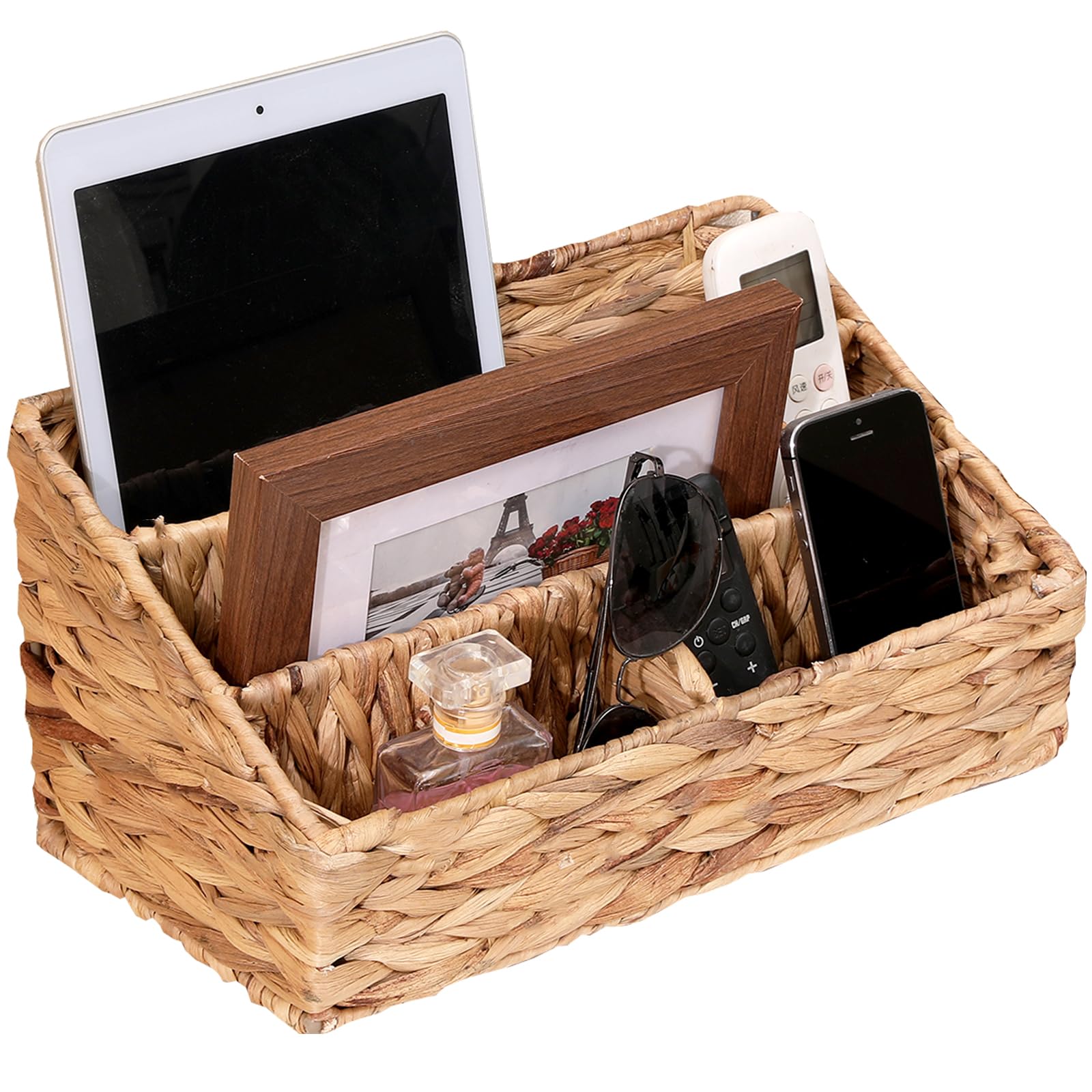 CXQCMUYE Wicker Magazine Basket Rattan Desk Organizer Tabletop Mail ...