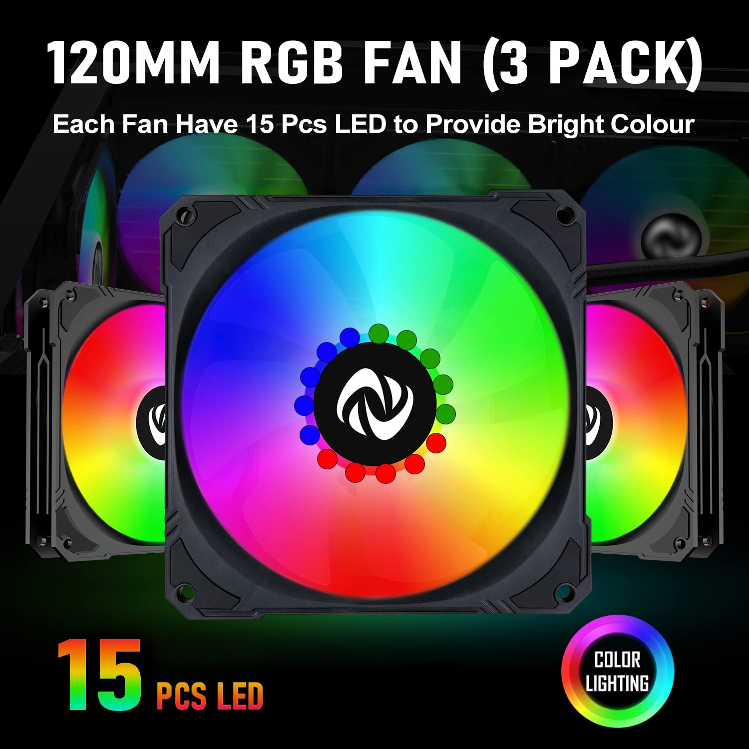Mua 120mm Case Fan 3 Pack RGB Case Fans, Silent Version High Airflow PC ...