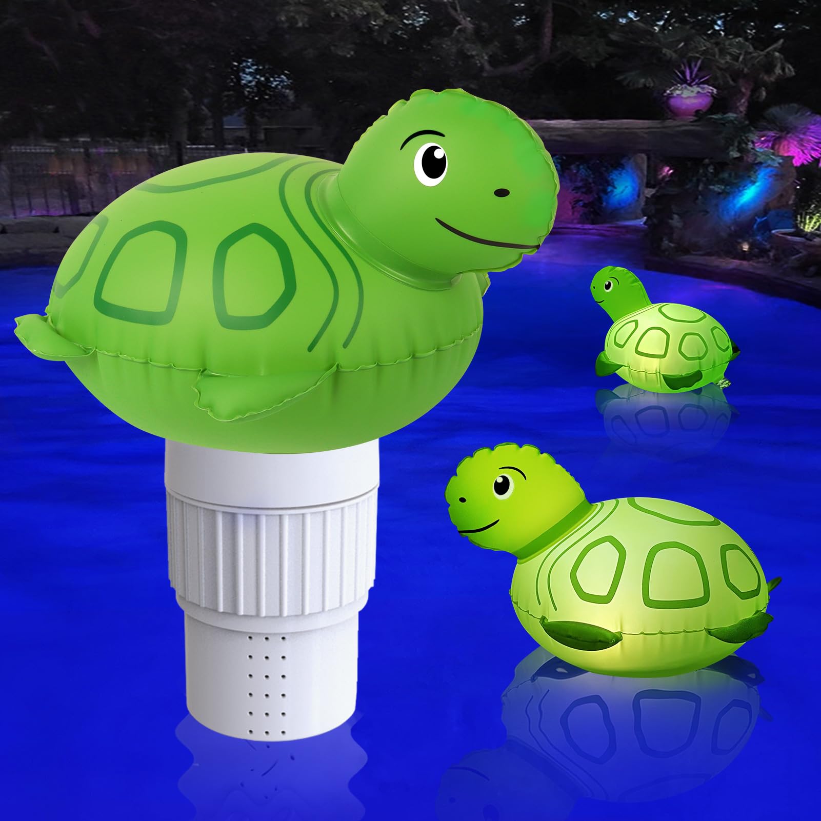 Uekars Solar Pool Chlorine Floater, 11'' Turtle Chlorine Floater with ...