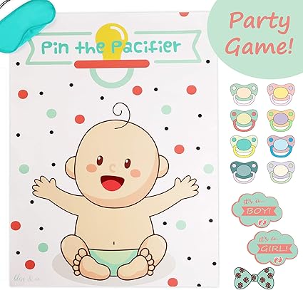 Ideal for Baby Showers Pin the Dummy on the Baby Baby themed Pin the ...