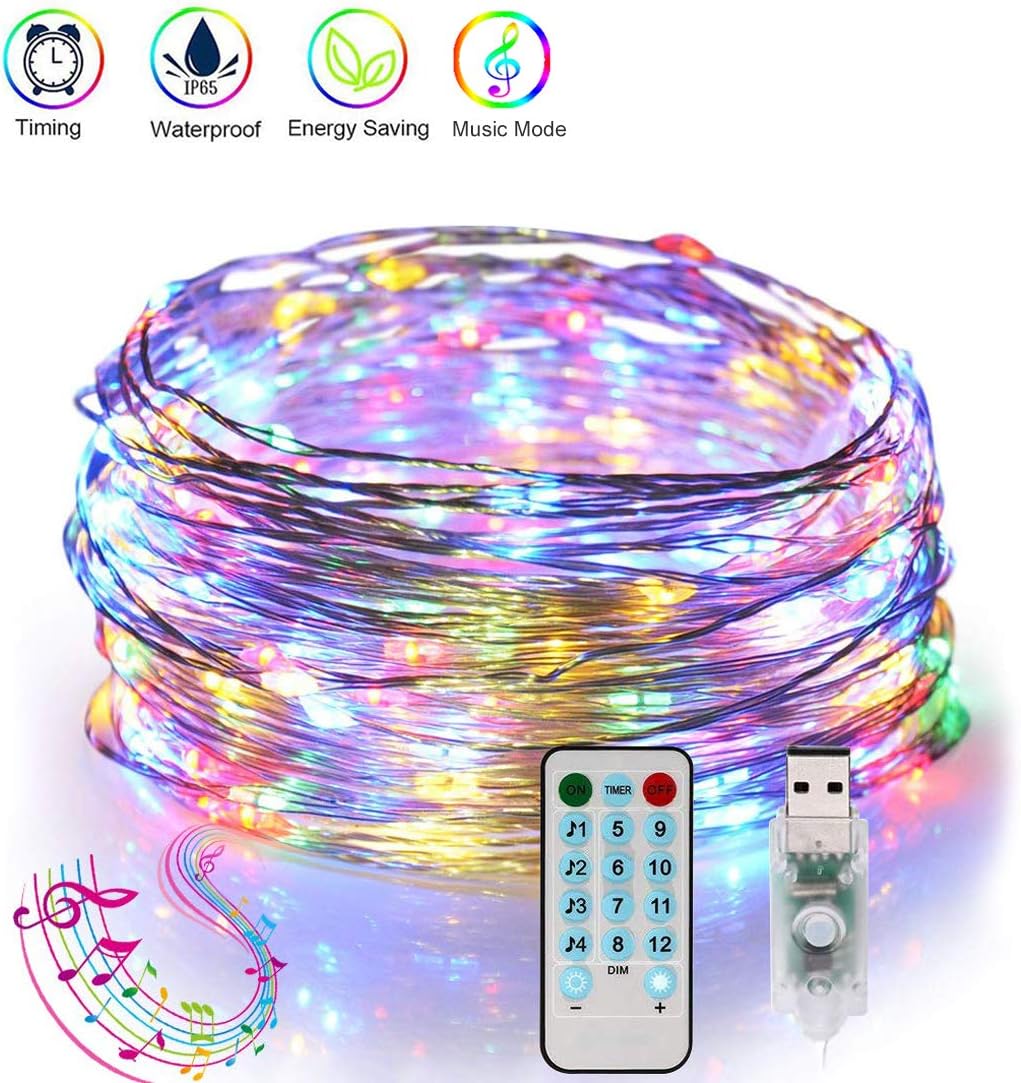 Multicolor LED String Lights, 33ft 100 LED Copper Wire Fairy String ...