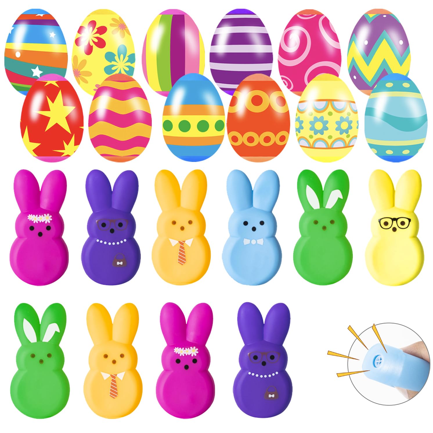Holydeck 12 PCS Jumboo Prefilled Easter Eggs with Bunny Toys Easter ...