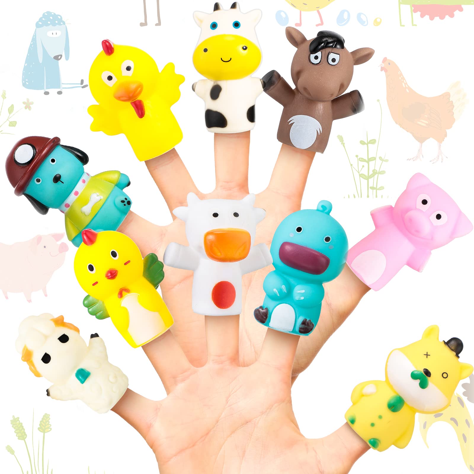 Mua 10 Pcs Finger Puppets Rubber Animal Bath Finger Puppets Farm Finger ...