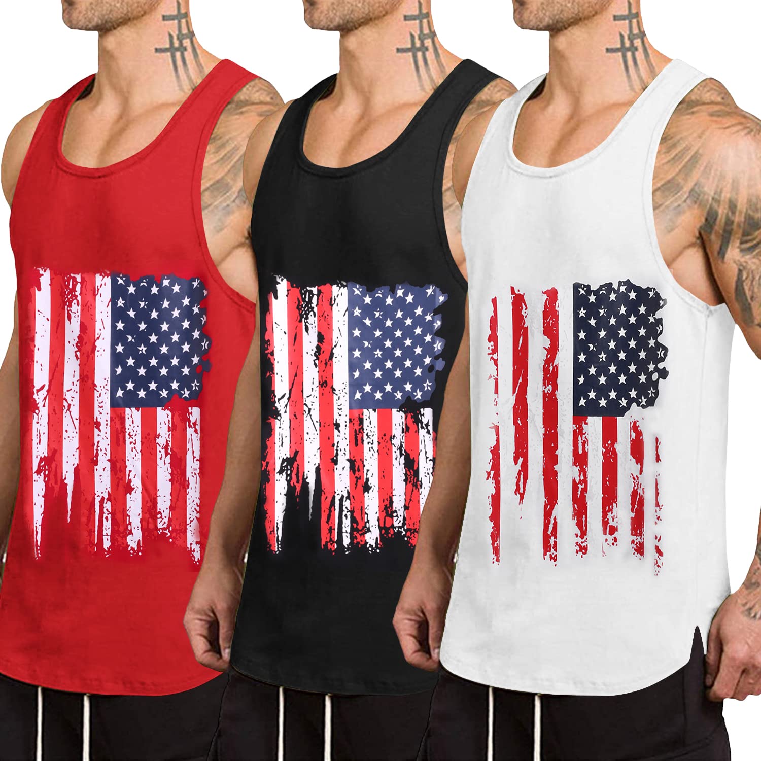 COOFANDY Men's 3 Pack Quick Dry Workout Tank Top Gym Muscle Tee Fitness Bodybuilding Sleeveless ...