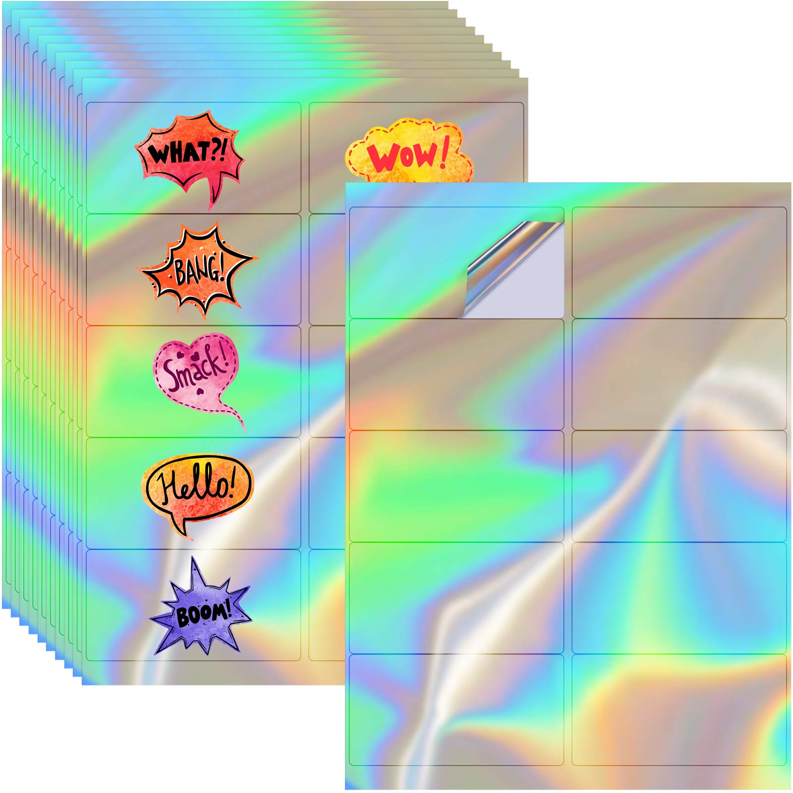 Buy 30 Sheets Holographic Label Paper Printable Laser Coding Labels ...