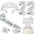 Amazon.com: 22 Birthday Decorations for Women with 22nd Birthday Sash and Crown, 22nd Birthday ...