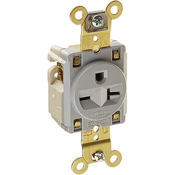 Hubbell HBL5461GY Single Receptacle, Industrial Grade, 20 amp, 250V, 6 ...