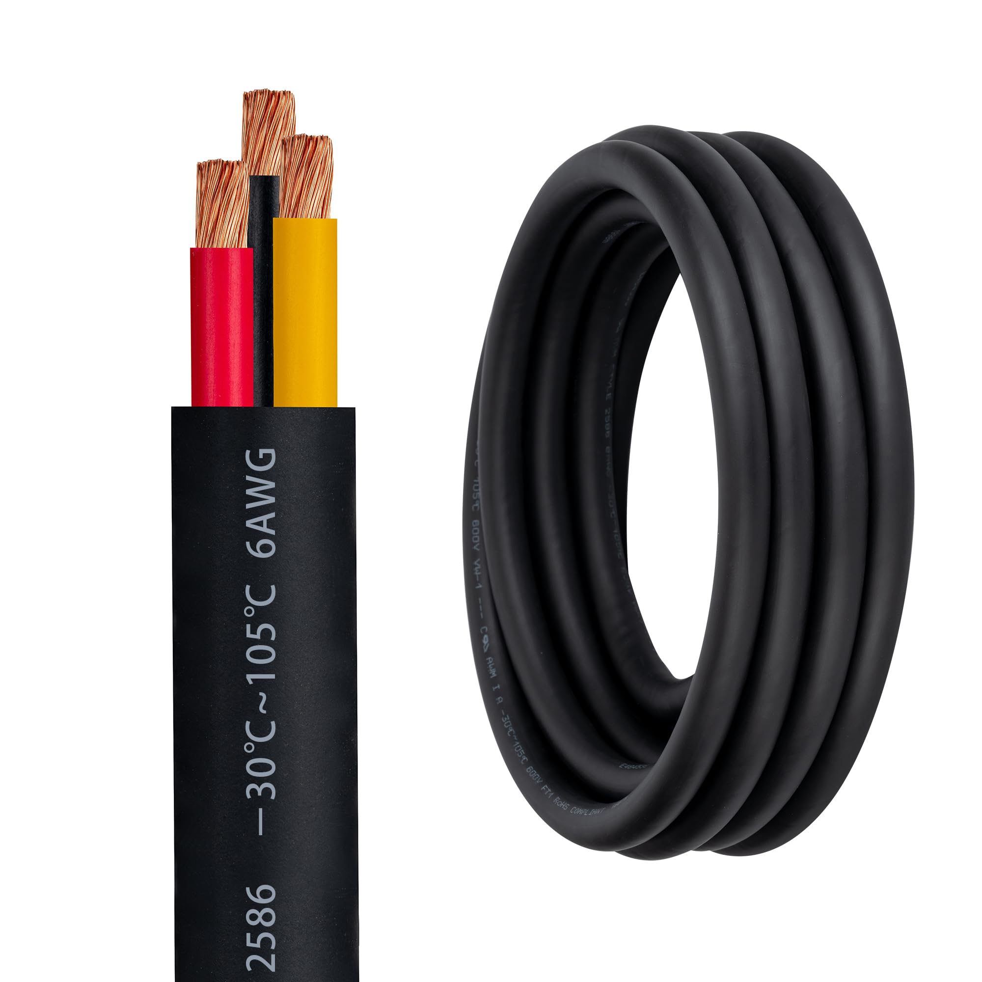 6 Gauge 3 Conductor Wire 6/3 Extension Cord 26FT 600V 6 AWG Portable ...