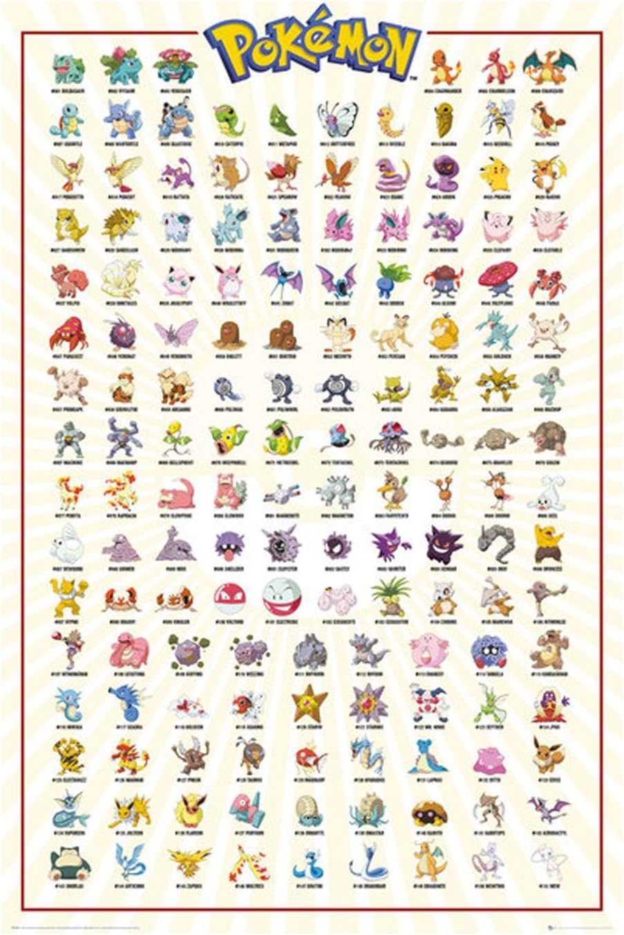 Pokemon Kanto 151 Maxi Poster Amazon es Hogar Pokemon Kanto 151 Maxi Poster Amazon es Hogar