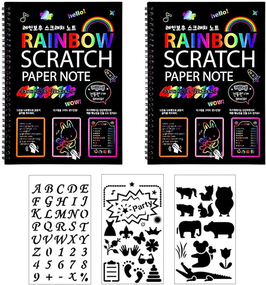 2PCS Scratch Art Paper for Kids Rainbow Scratch Paper Notes Paper ...