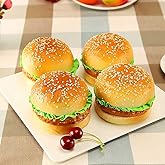 Amazon.com: Joeabor Artificial Hamburger Round 2 Pack Realistic Fake ...