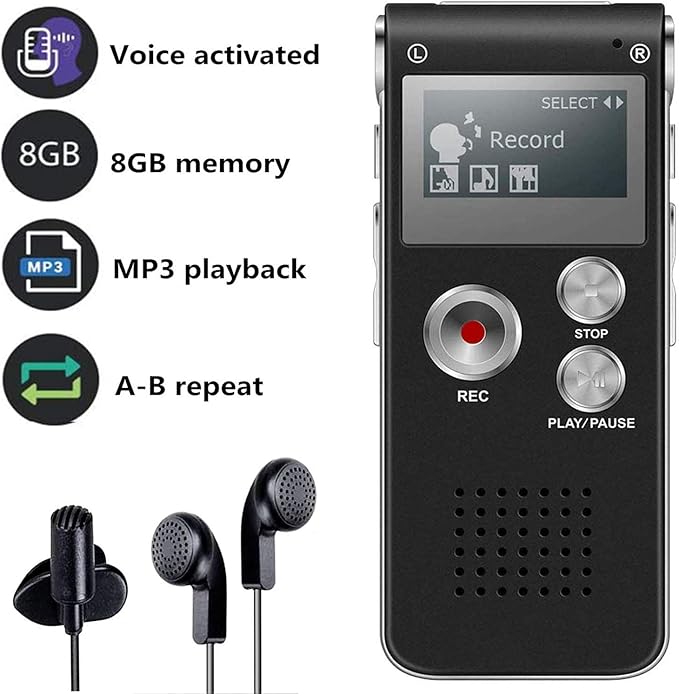 COOLEAD Dictaphone for Lectures Meetings&Class, 8GB Rechargeable ...