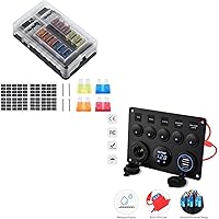 Amazon.com: Kohree 5 Gang Waterproof Marine Boat Rocker Switch Panel Bundle with 12-Way 12V ...