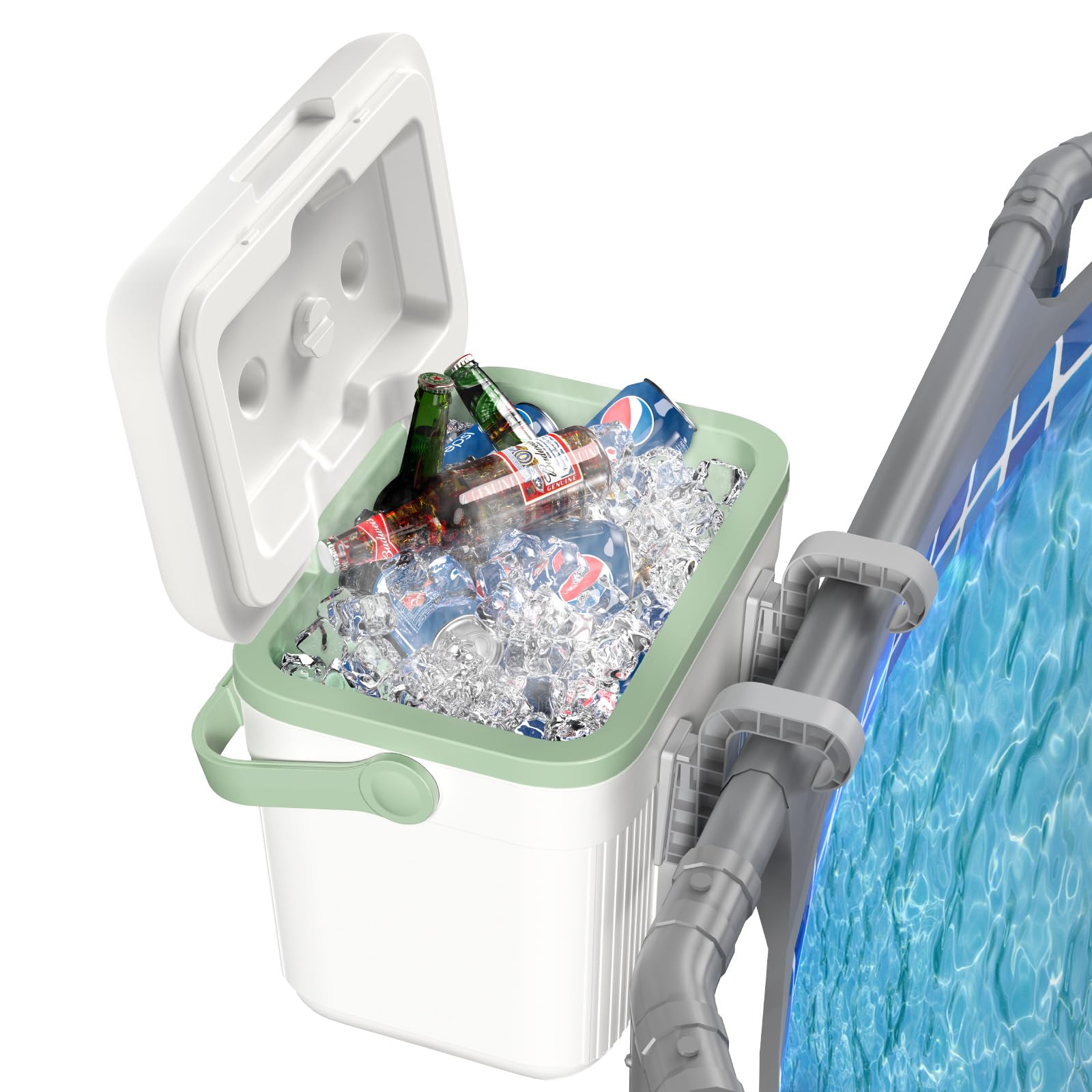 Portable Pool Cooler, Poolside Cooler Box, Insulated Hard Shell Ice Box ...