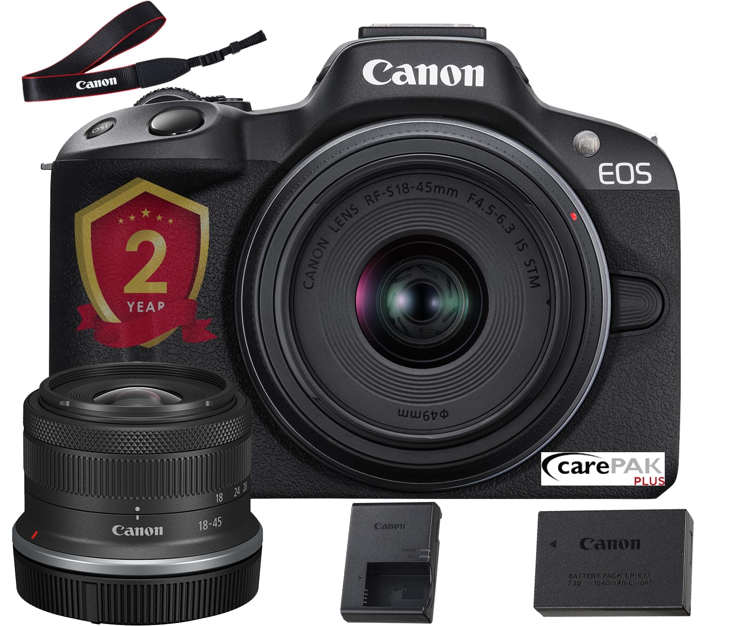 Canon EOS R50 Mirrorless Vlogging Camera (Black) W/RF-S18-45mm F4.5-6.3 Is STM Lens, 24.2 MP, 4K ...