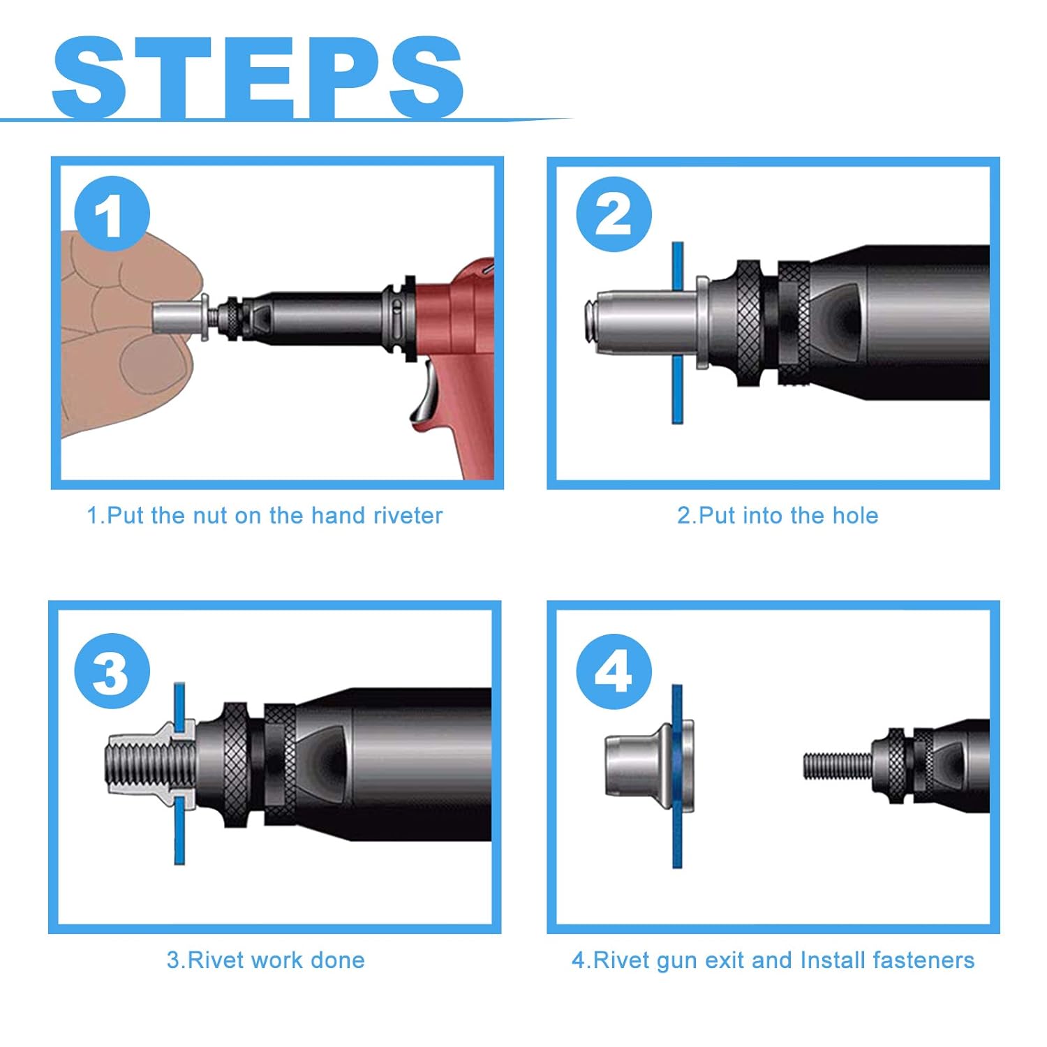 XTVTX 180PCS Flat Head Threaded Blind Rivet Nut Insert Screw 304 ...