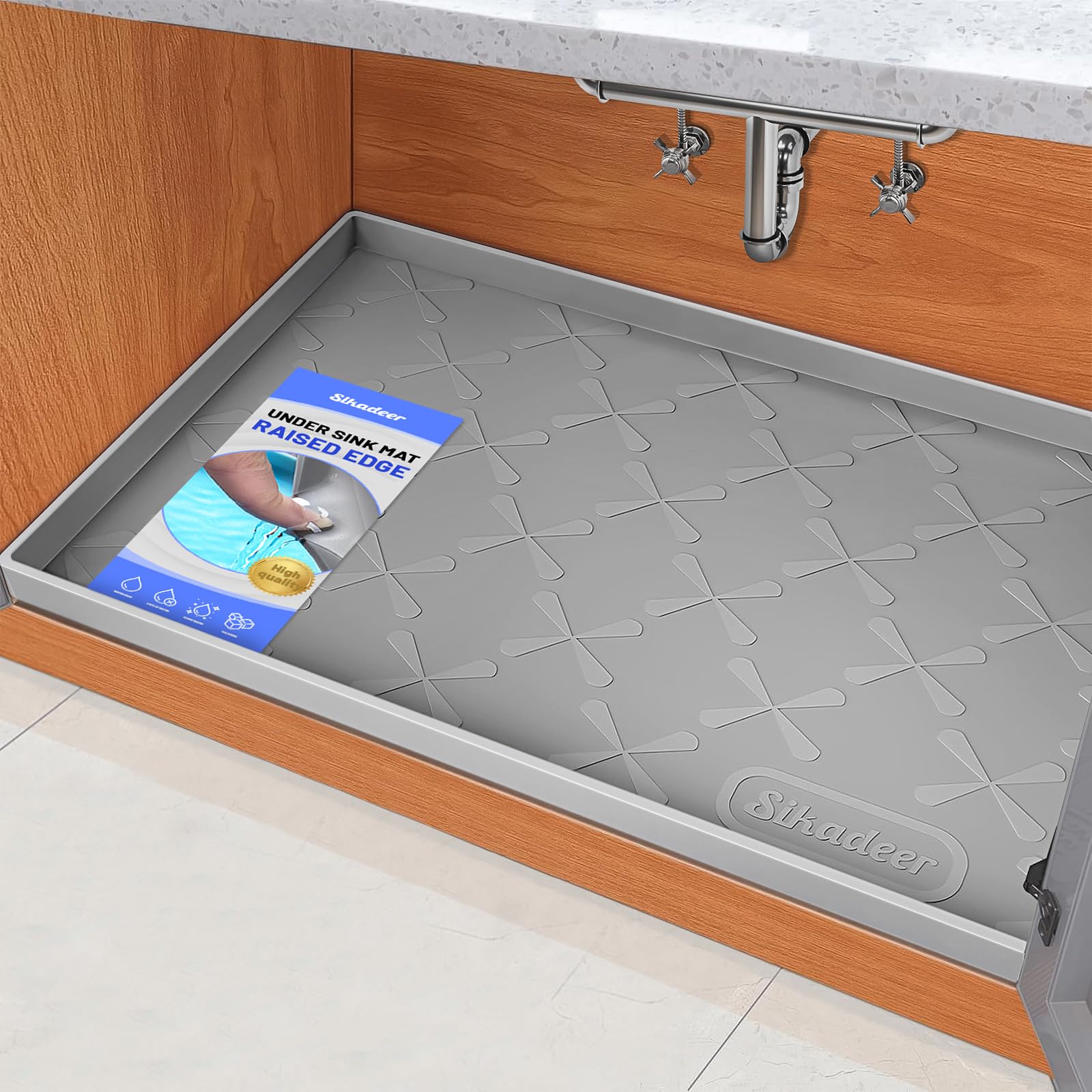 SIKADEER 28" x 22" Under Sink Mat Waterproof, Silicone Mat Kitchen ...