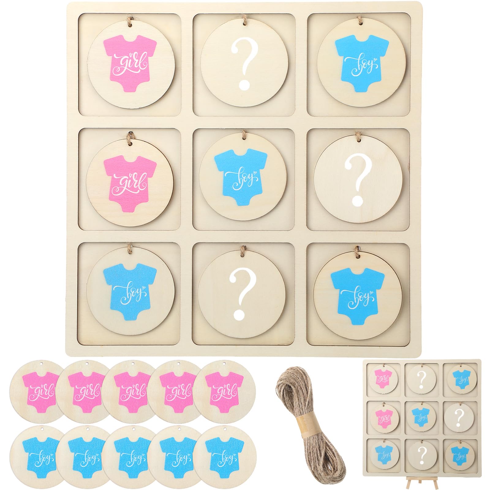 Geetery Gender Reveal Table Board Game Wooden Gender Reveal Board with ...