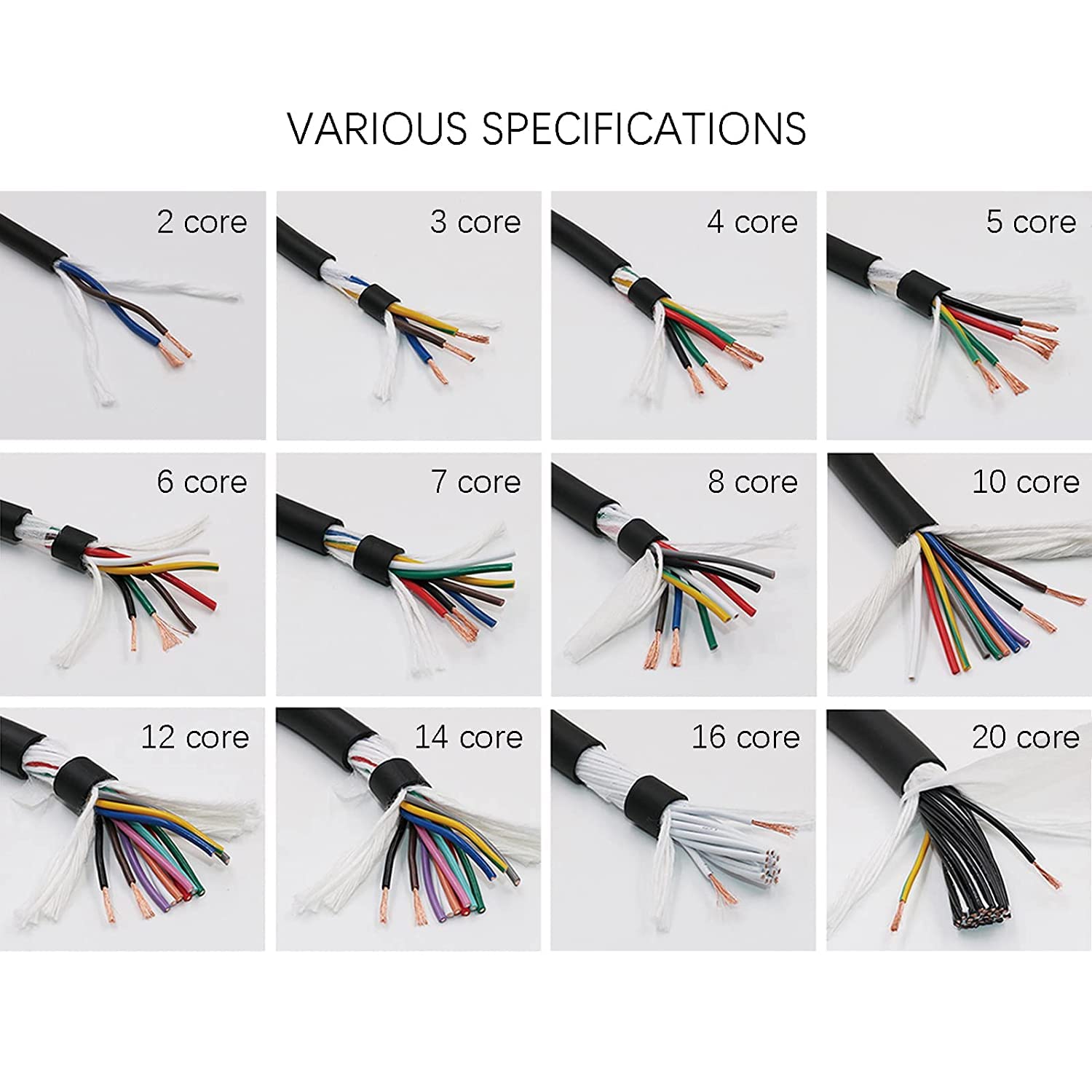 TEN-HIGH 18 Awg 12 Conductor Wire 18 Gauge Electrical Wire 12 Core 65 ...