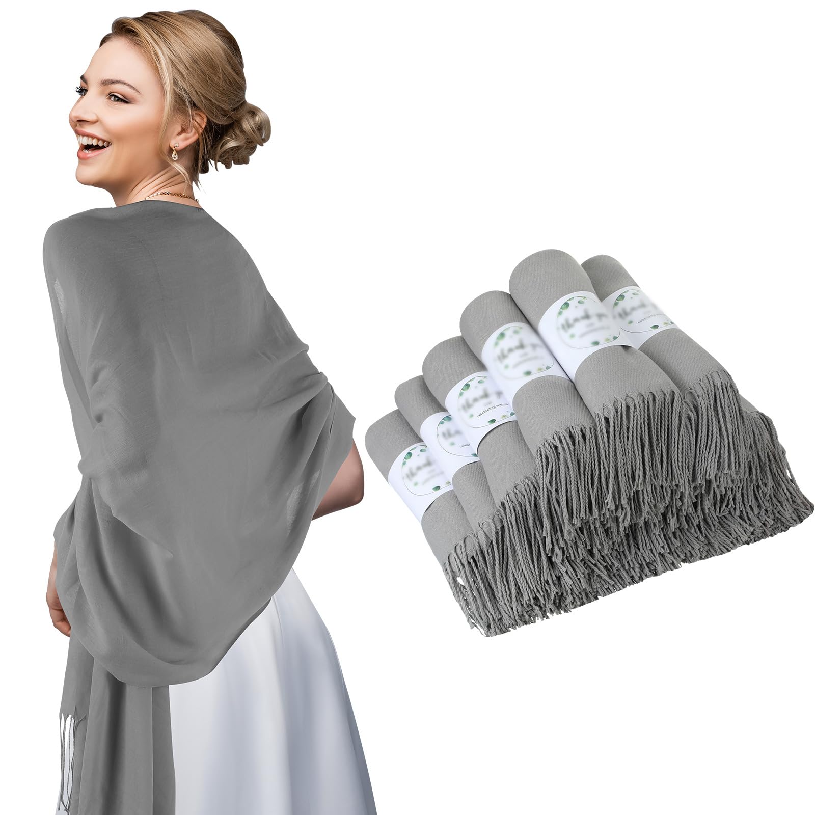 ramede 50 Pack Pashmina Shawls and Wraps Bulk Wedding Favors Bridal ...