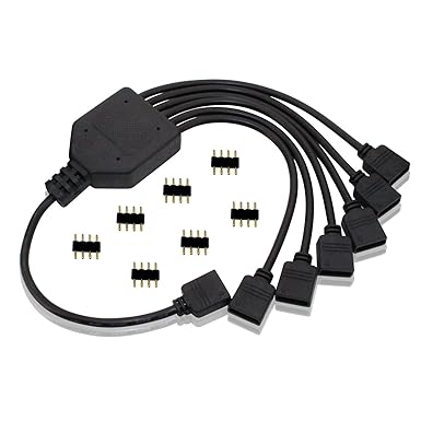 1 to 6 Led Strip Splitter Cable black, Tanbin 4 Pins LED Splitter Cable ...