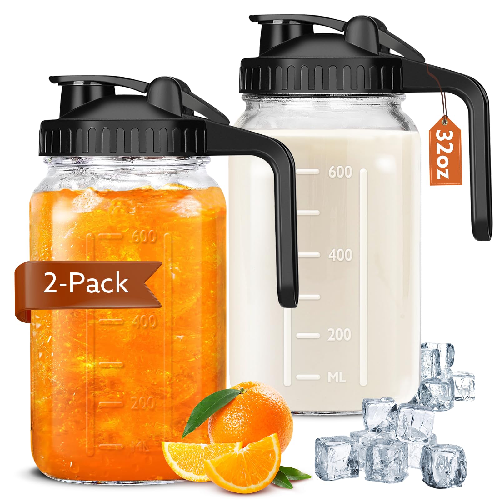 Mihlapi Breast Milk Pitcher, 32 OZ Mason Jar Pitcher with Lid Double ...