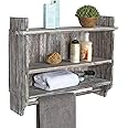 Amazon.com: MyGift 2-Tier Wall-Mounted Shelf Rack with Key Hooks ...