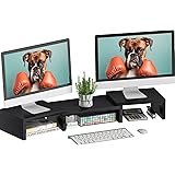 Amazon.com: Wood Dual Monitor Stand Riser with Adjustable Length Multi ...