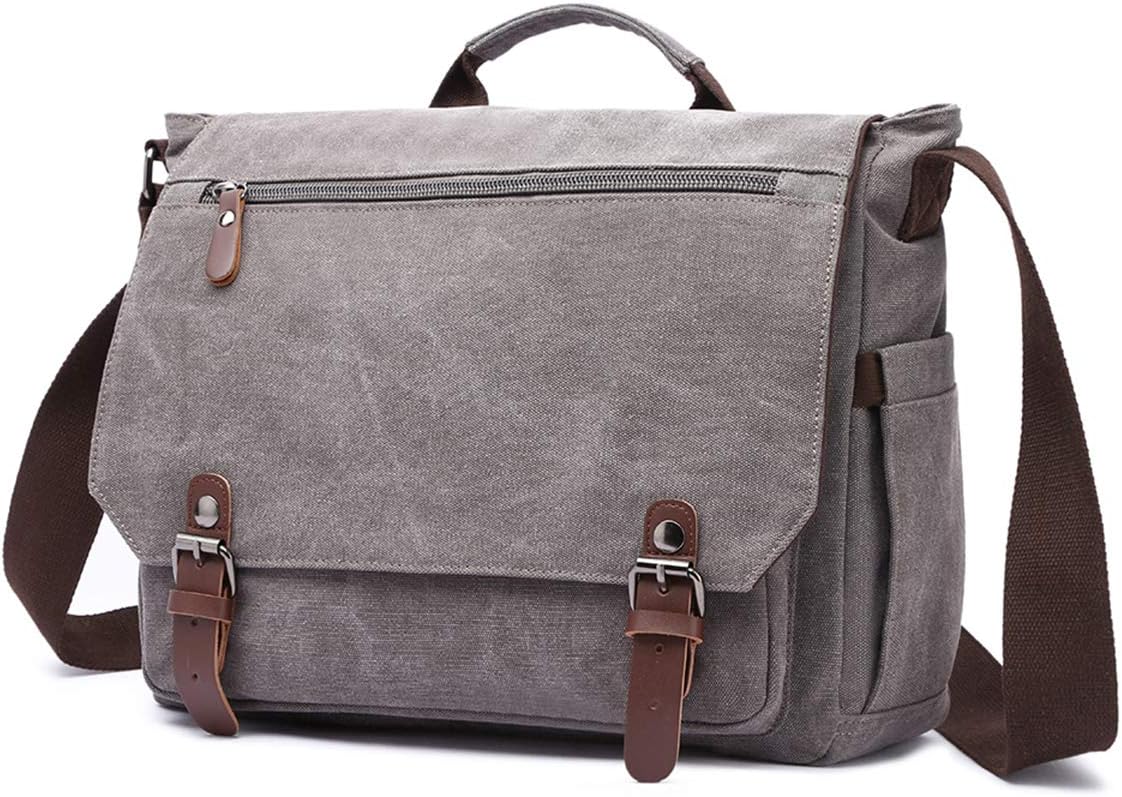 LOSMILE Schoudertassen voor heren Canvas Messenger Bag 15,6-inch ...