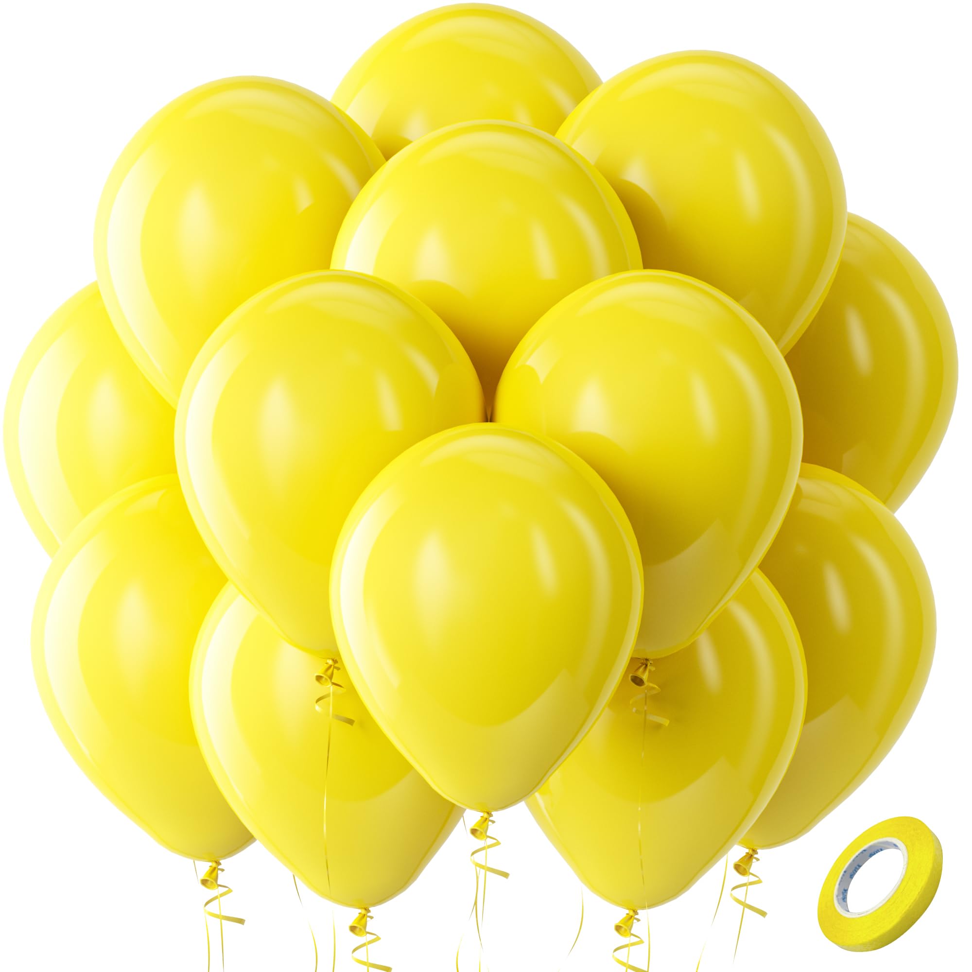 Bezente Yellow Balloons Latex Party Balloons - 100 Pack 12 inch Round ...