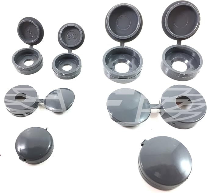 50 x Graphite Grey, Small Plastic HINGED Screw Cover CAPS - Select Your ...