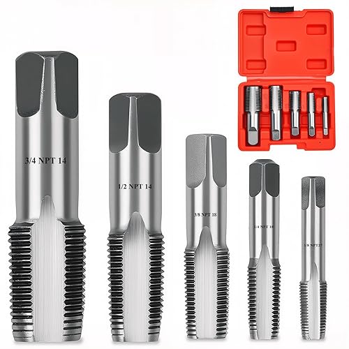 Professional 5 Piece NPT Pipe Tap Set, Carbon Steel NPT Thread Forming ...