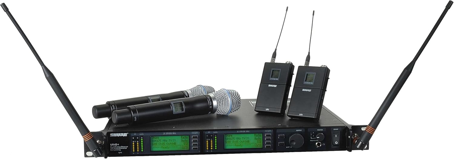 Amazon.com: Shure UR4D+ Dual Channel Wireless System with Two UR1 ...