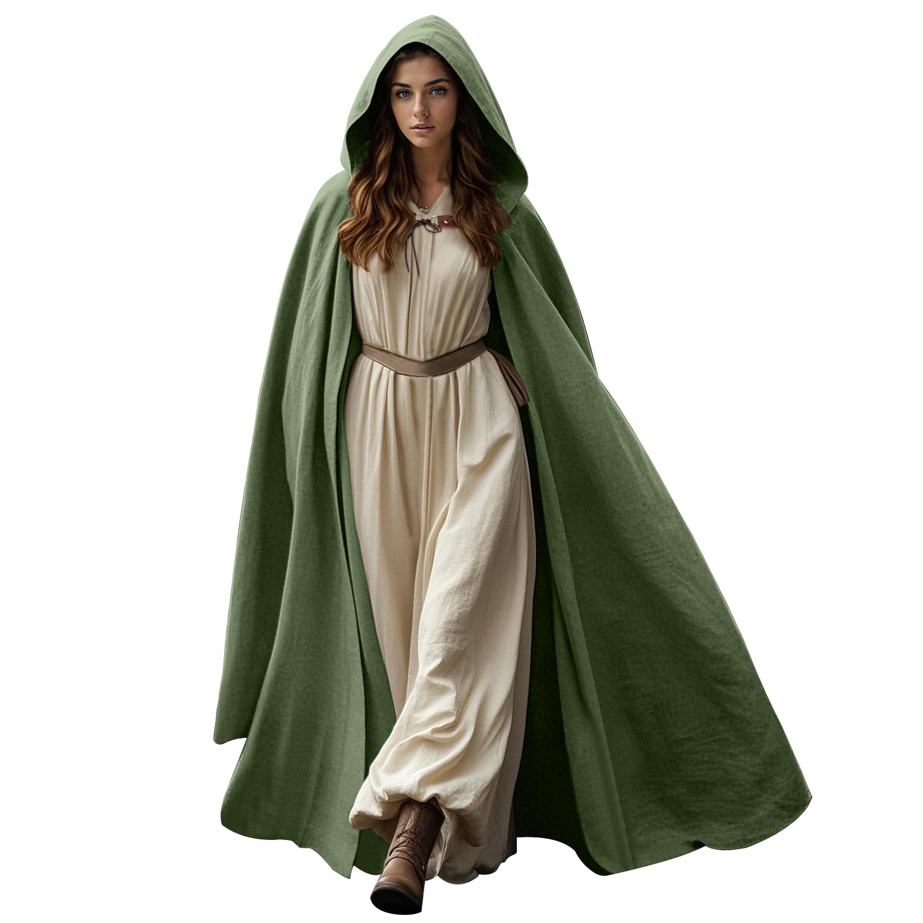 L'VOW Medieval Hooded Cloak Renaissance Cape - Women Men Vintage Sorcerer Capelet for Halloween ...