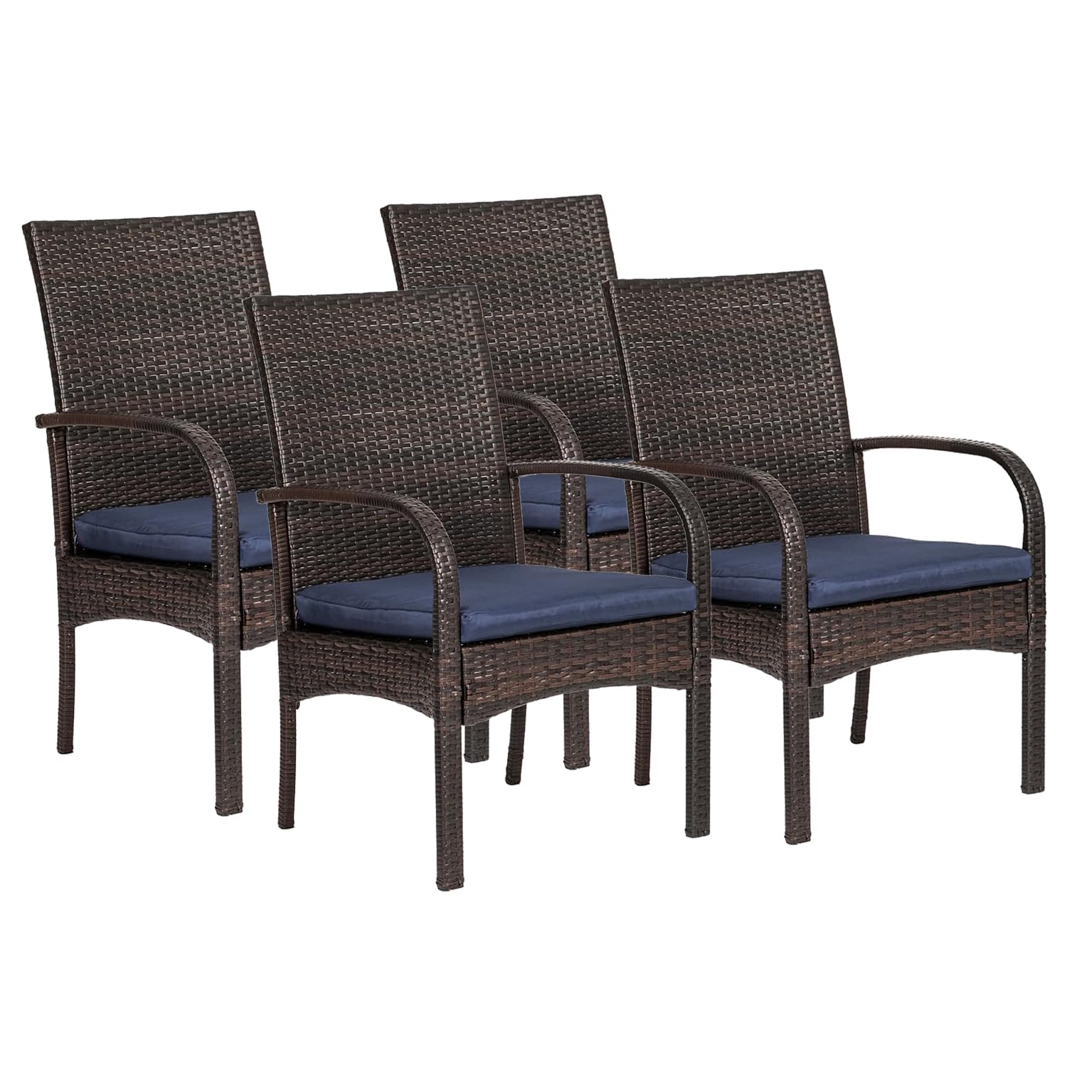 SAILARY Outdoor Wicker Patio Dining Chairs with Padded Cushions Set of ...