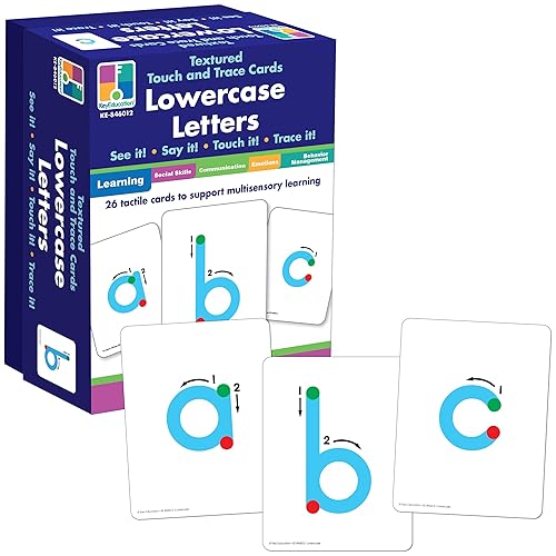 Key Education 26-Piece Textured Touch and Trace Cards Lowercase Letters ...