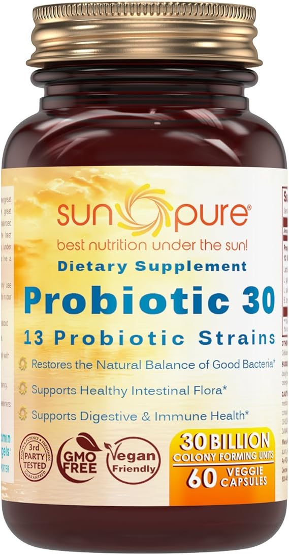 Amazon.com: Sun Pure Premium Quality Probiotic 13 Strains 30 Billion ...