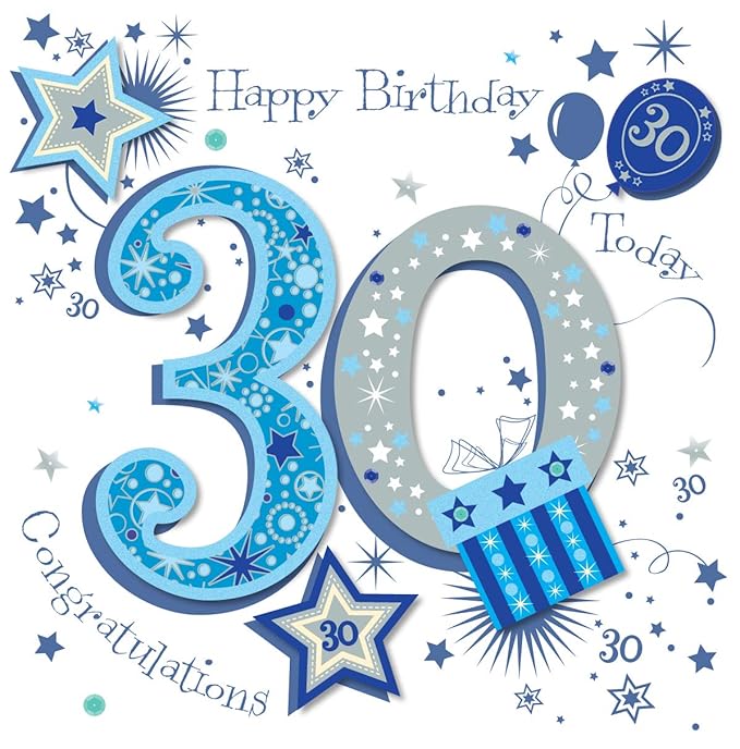 Large Luxury Handmade 30th Birthday Card - Male: Amazon.co.uk: Office ...