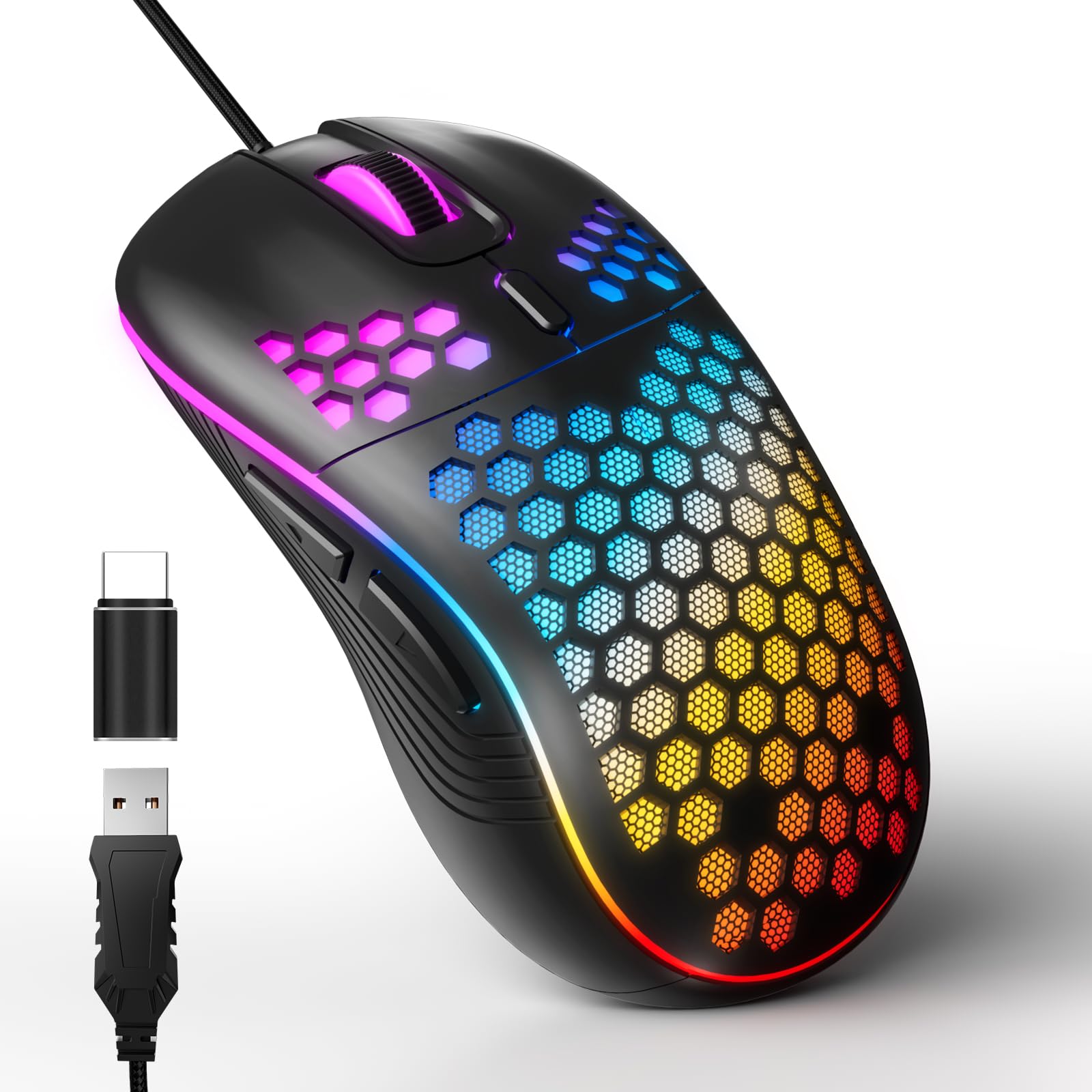 Mua MELOGAGA Honeycomb Wired Gaming Mouse, USB/USB-C PC Game Mice with ...