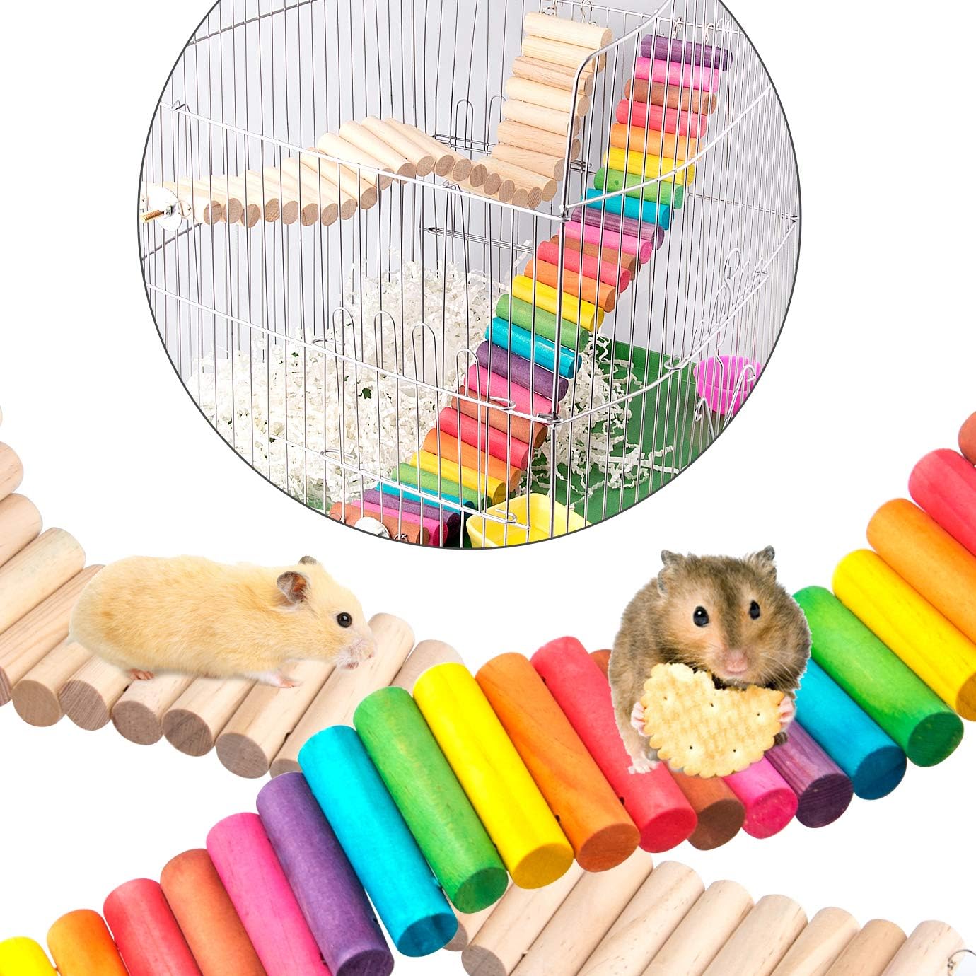 KONUNUS 2 Pieces Wooden Hamster Bridge Hamster Climbing Bridge Ladder ...