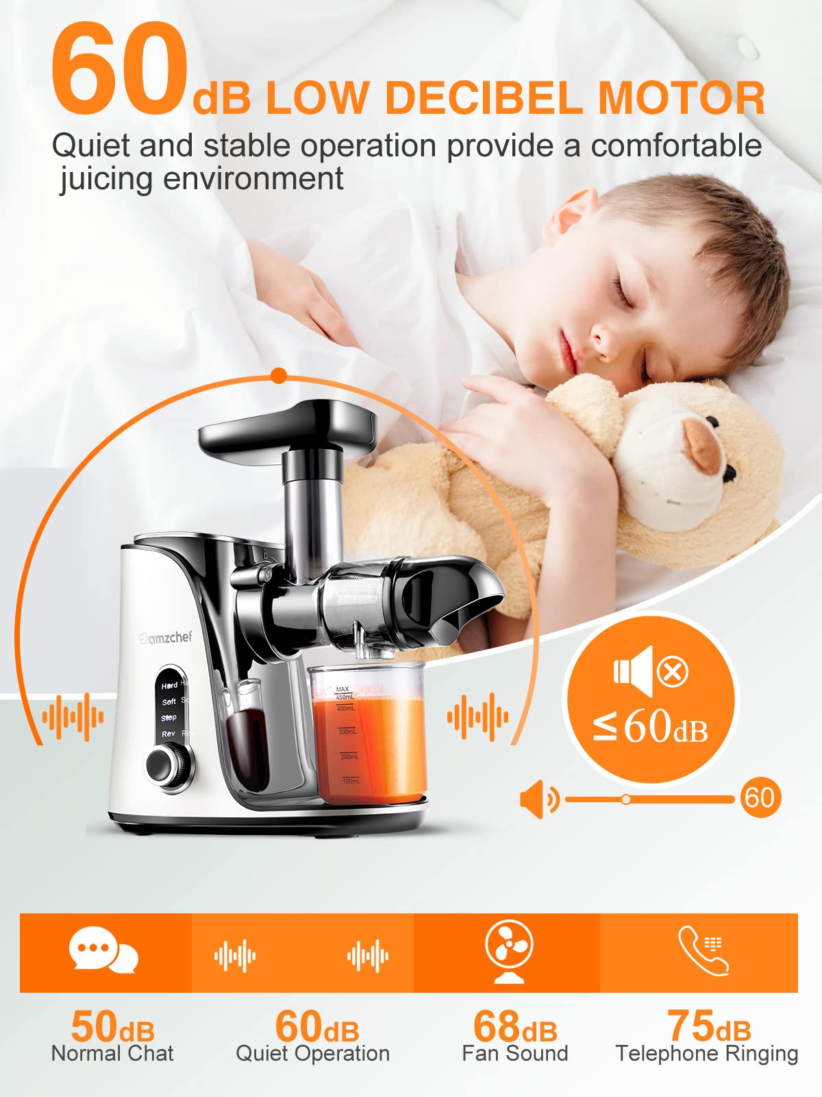 Mua AMZCHEF Slow Juicer Machine - Cold Press Juicer with Two Speed ...