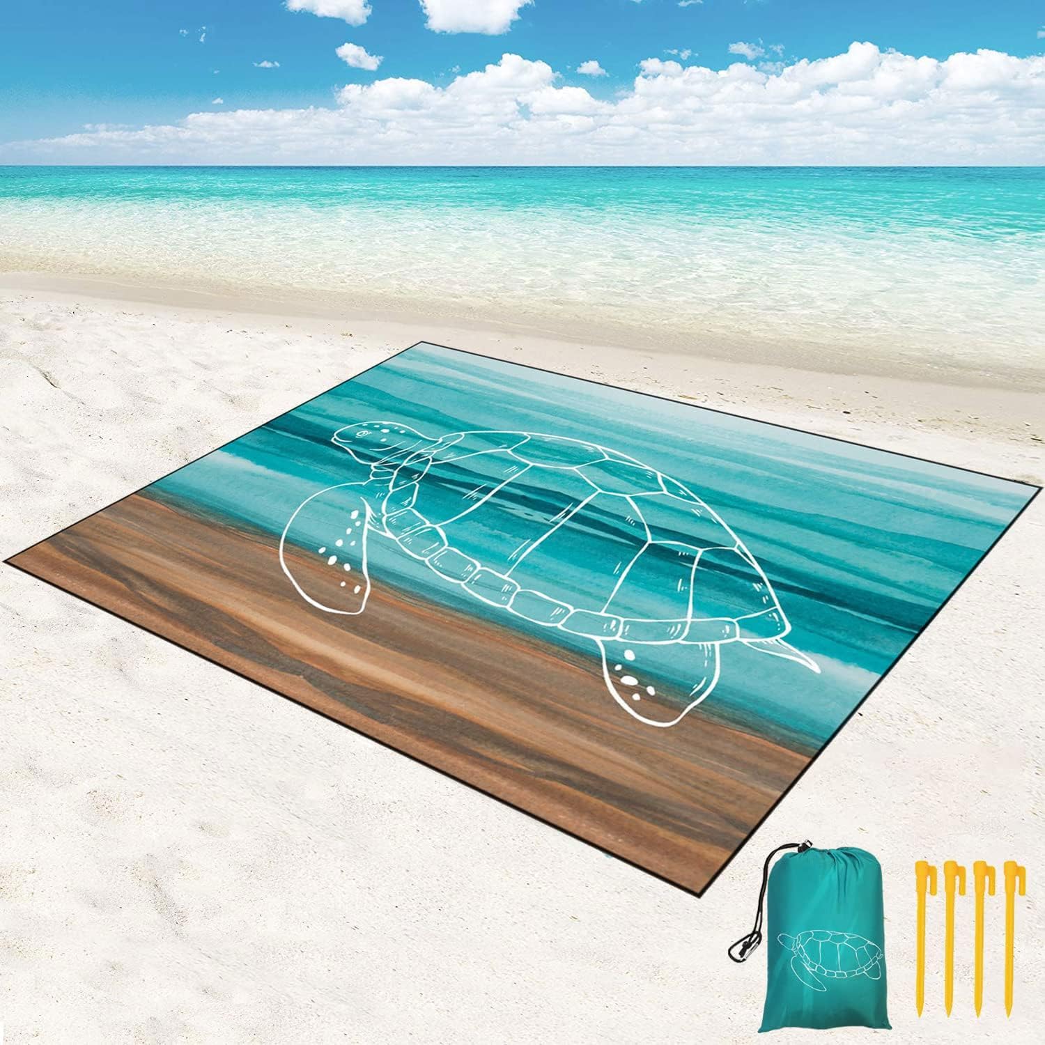 BMHNOONE Sand Free Beach Blanket, Extra Large Sand Free Beach mat 110 ...