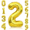Amazon.com: Number 2 Balloon Gold 40 Inch Birthday Decorations Big Foil ...