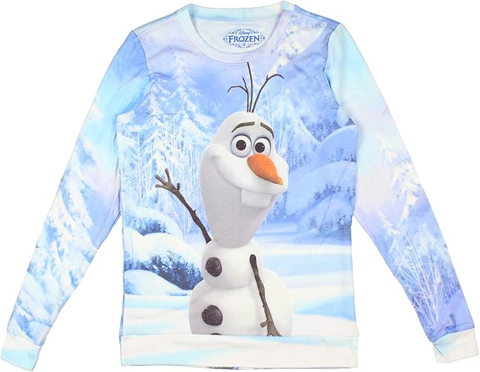 Amazon.com: Disney Junior's Olaf Winter Scene Sublimated Pullover Top ...