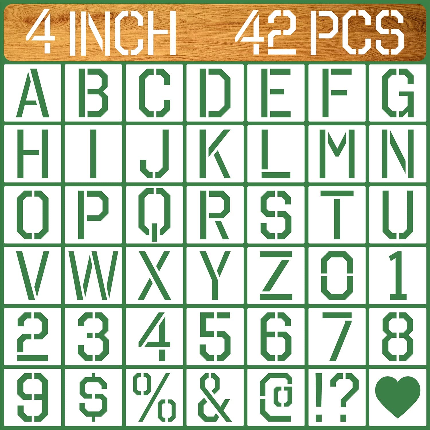 Duozea 4 Inch Letter Stencils, 42 Pcs Reusable Alphabet Craft Stencils ...